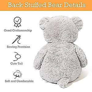 LotFancy Teddy Bear Stuffed Animal, 20 inch Gray Stuffed Bear Plush Toy, with Cute Footprints, Gift for Kids Baby Toddlers on Baby Shower, Birthday, Christmas, Valentine's Day, Easter Decoration