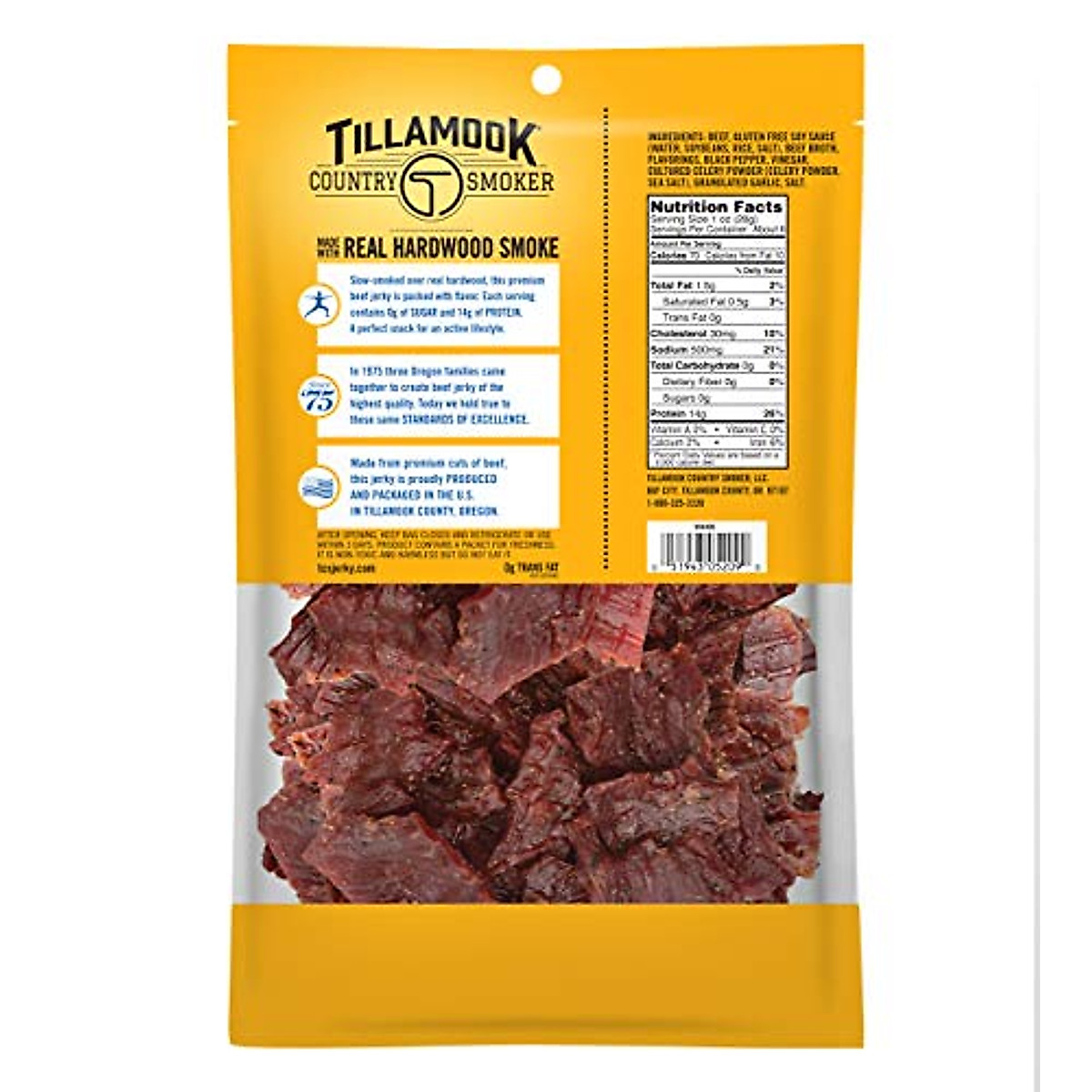 Tillamook Country Smoker Keto Friendly Zero Sugar Beef Jerky, Black Pepper, 6.5 Ounce