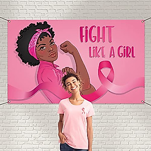 Pudodo Breast Cancer Awareness Backdrop Banner Pink Ribbon Girl Support Fight October Photography Background Wall Decoration