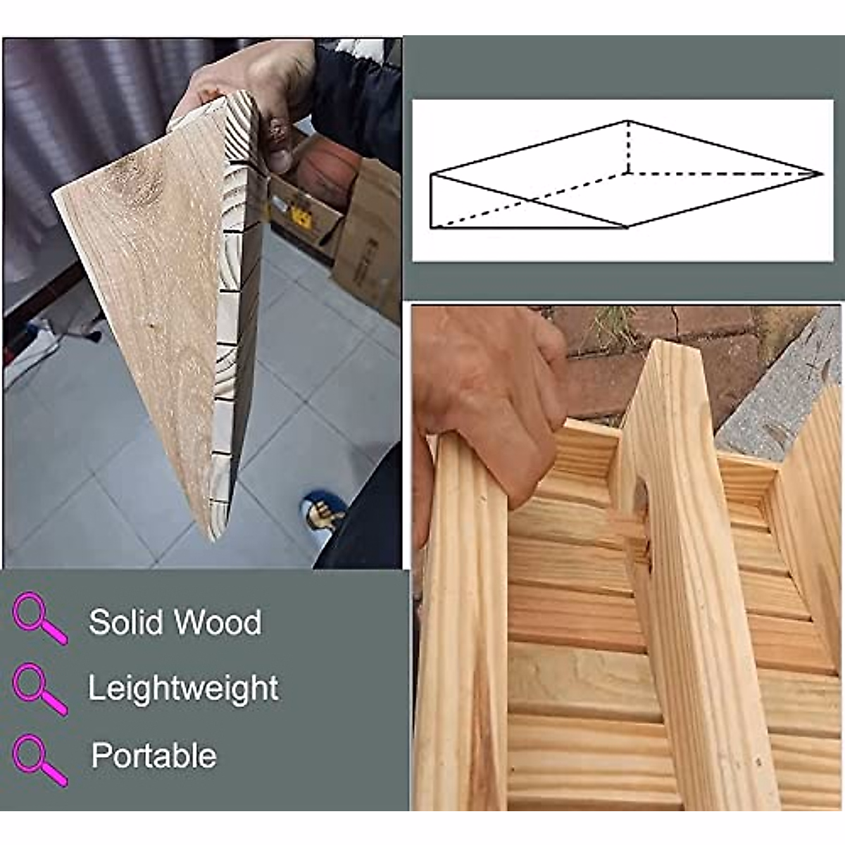 SZYDKJ 5-8in Rise Wooden Wheelchair Ramp Wheelchair Ramp with Slip-Resistant Surface, Threshold Ramp for Home/Front Door/Yard/Doorways,Wheelchairs Walkers Car Motorcycle Entry Sill Steps Transition Ra