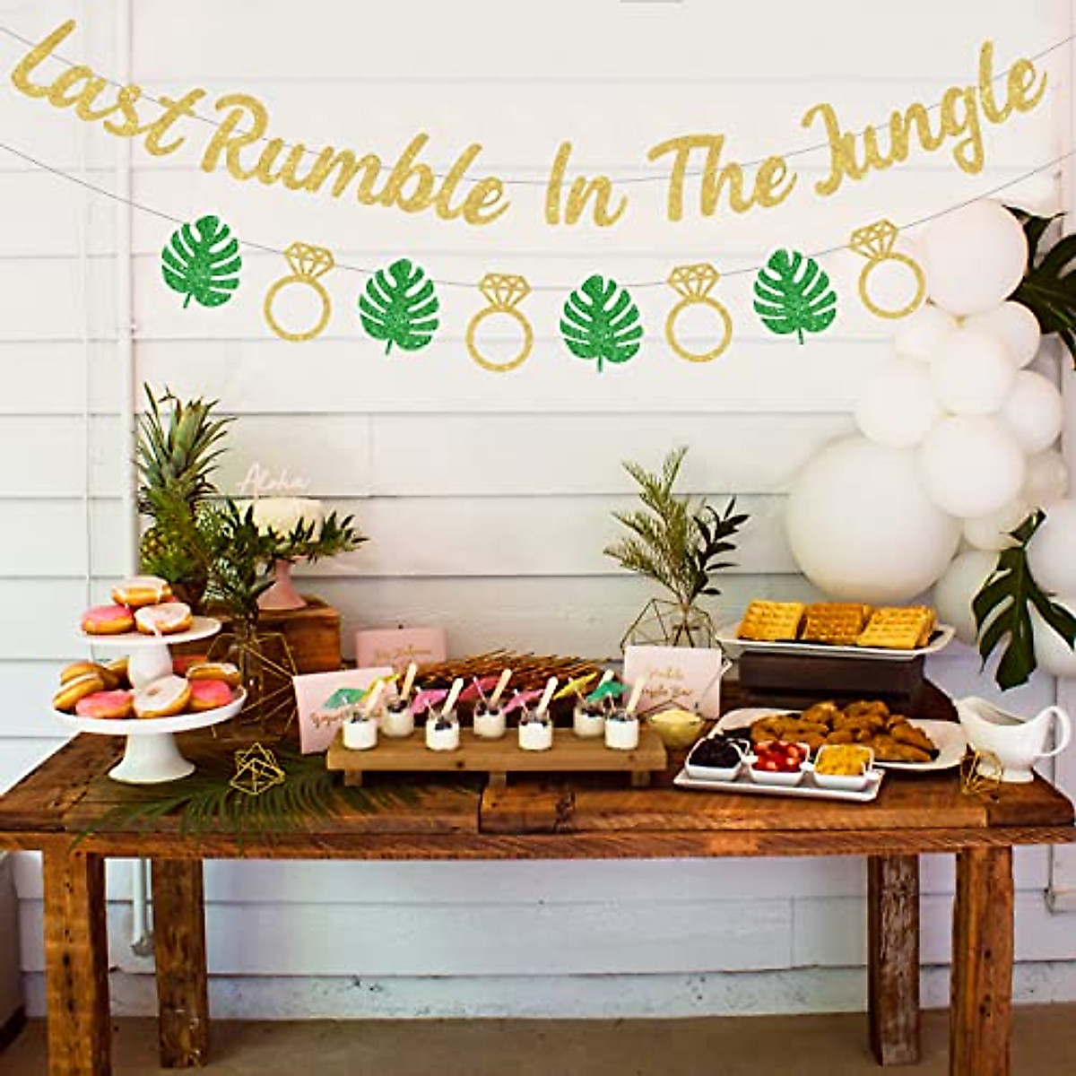 Last Rumble In The Jungle Banner Palm Leaf Garland Jungle Safari Bachelorette Party Decorations Animal Leopard Print Bridal Shower Party Supplies