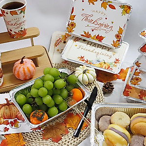 Decodinli 36 pcs Thanksgiving Leftover Containers with Lids, Thanksgiving Aluminum Food Containers, Fall themed Disposable Food Containers, Thanksgiving Tin Foil Containers for Leftovers, Treats