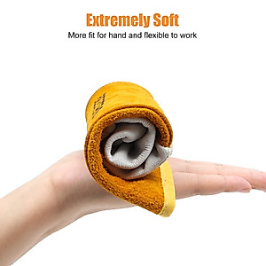 BEETRO Working Gloves 1 Pair, Tig Welding Cowhide Split Leather, Heat/Fire Resistant BBQ/Warehouse/Heavy Duty/Animal Handling Glove, Extremely Soft and Flexible