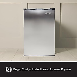 Magic Chef Compact Mini Freezer for Bedroom, Garage, Office, and More with Manual Defrost Function and Recessed Door Handle, Silver