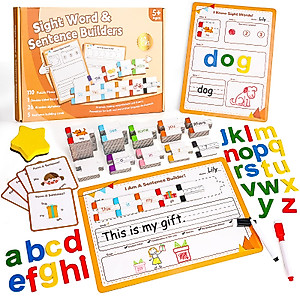 GiftAmaz 145 PCS Sentence Building for Kids, Sight Word Games Puzzle, Special Education Classroom Must Haves, Montessori Grammar Reading Game, Speech Therapy Cardboard Birthday Toys for Kindergarten