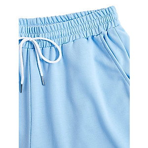 GORGLITTER Men's Letter Graphic Track Shorts Drawstring Waist Summer Workout Shorts Blue Small