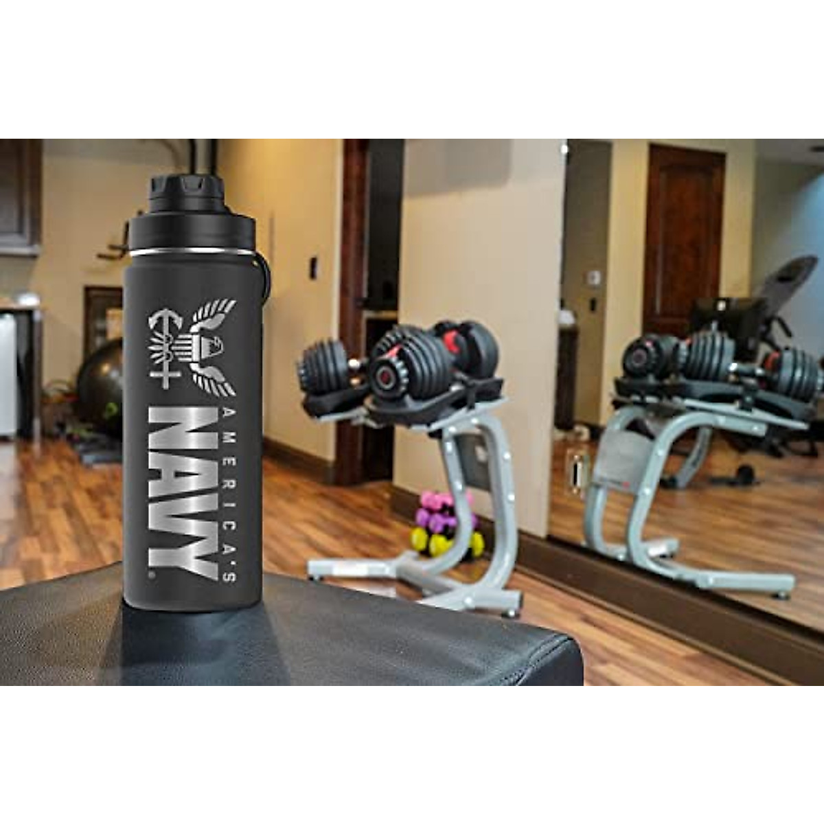 20oz US Navy Water Bottle - Double Wall Vacuum Insulated Stainless Steel Great for PT and Outdoor Sports Like Hiking Camping and Cycling-OFFICIALLY LICENSED
