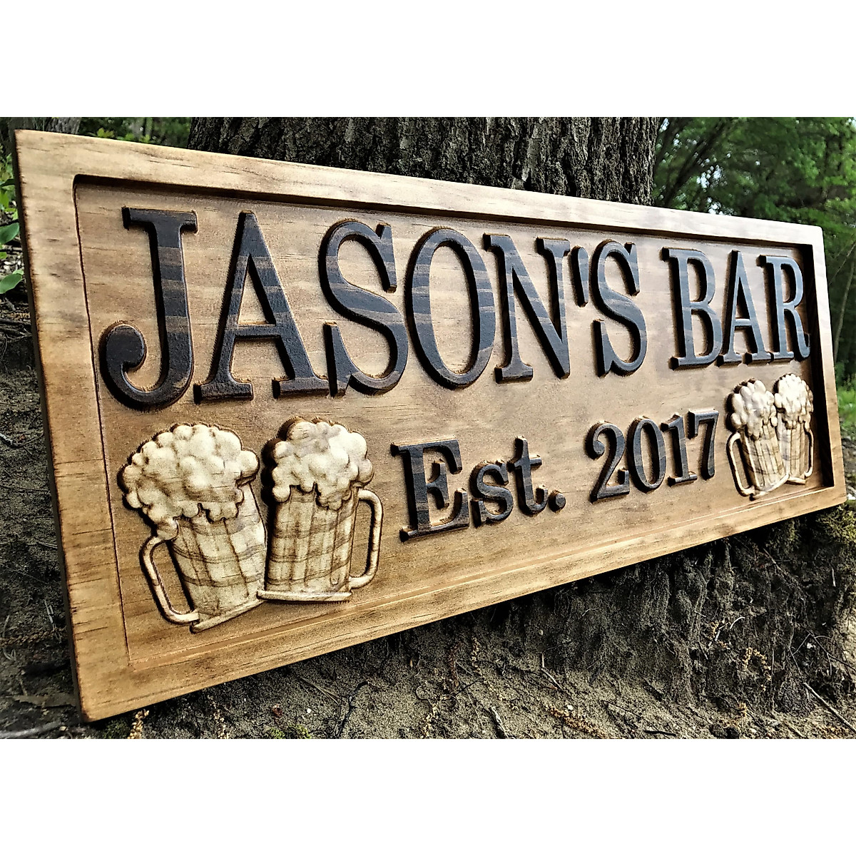 Personalized Bar Sign Custom Carved Wood Sign Personalized Wood Sign Groomsmen Gift Cabin Sign Man Cave Sign Pub Rustic Home Decor Housewarming Gift Wine Cellar Beer Basement Bar Decor