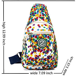 Chrysansmile Travel Crossbody Sling Bags For Women Single Waterproof Sling Shoulder Backpack For Hiking Unisex - White