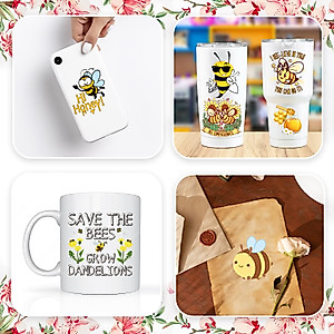 6 Sheets Bee Rub On Transfers for Crafts, 5.5 x 4 Inch Rub On Transfers Stickers, Bee Rub-On Transfers Decals for DIY Wood Paper Water Bottle (Bee)