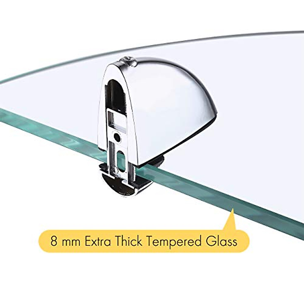 KES Tempered Glass Corner Shelf Bathroom Lavatory Triangular 8MM-Thick Wall Mount Polished Chrome, BGS3100
