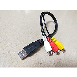 Halokny USB to 3 RCA Cable, 8 inch USB 2.0 A Female to 3RCA Male Audio Video Capture Card AV Composite Adapter Cable (USB M/3RCA F)