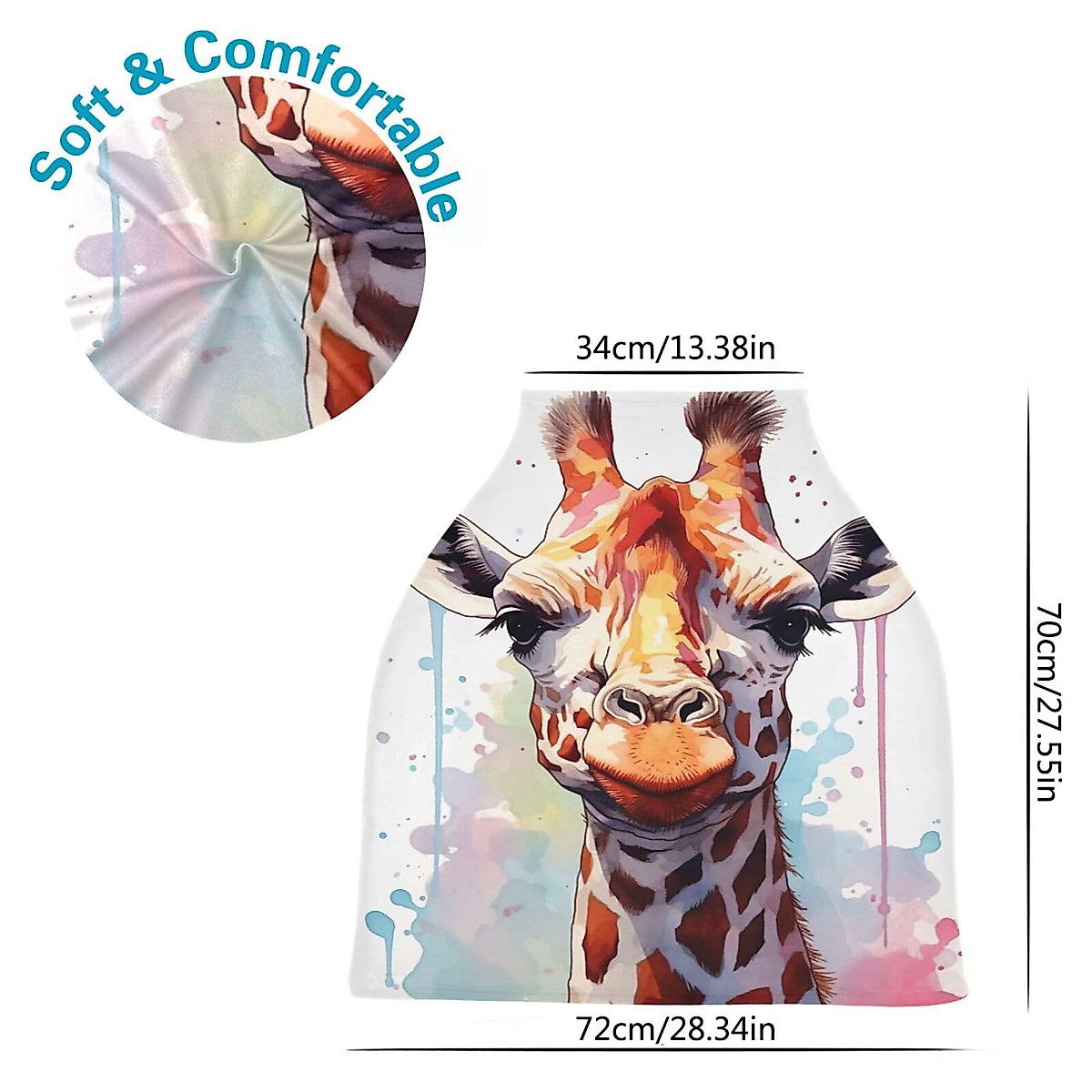 WELLDAY Baby Car Seat Covers Mommy Baby Giraffe Stretchy Breastfeeding Scarf Breathable Infant Carseat Canopy Nursing Covers Multi Use for Stroller High Chair Shopping Cart Boys and Girls