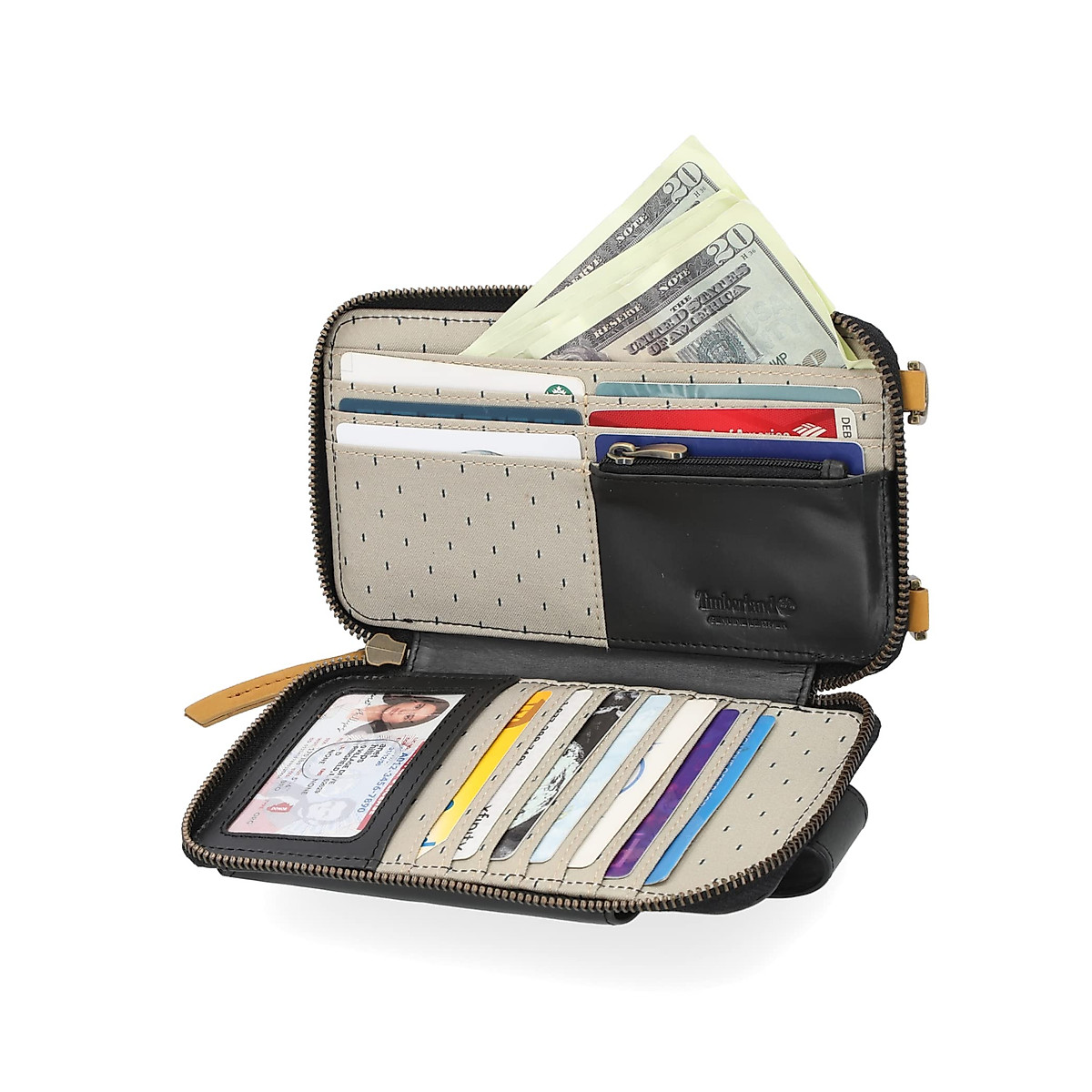 Timberland womens Rfid Leather Phone Crossbody Wallet Bag, Black (Altroz), One Size