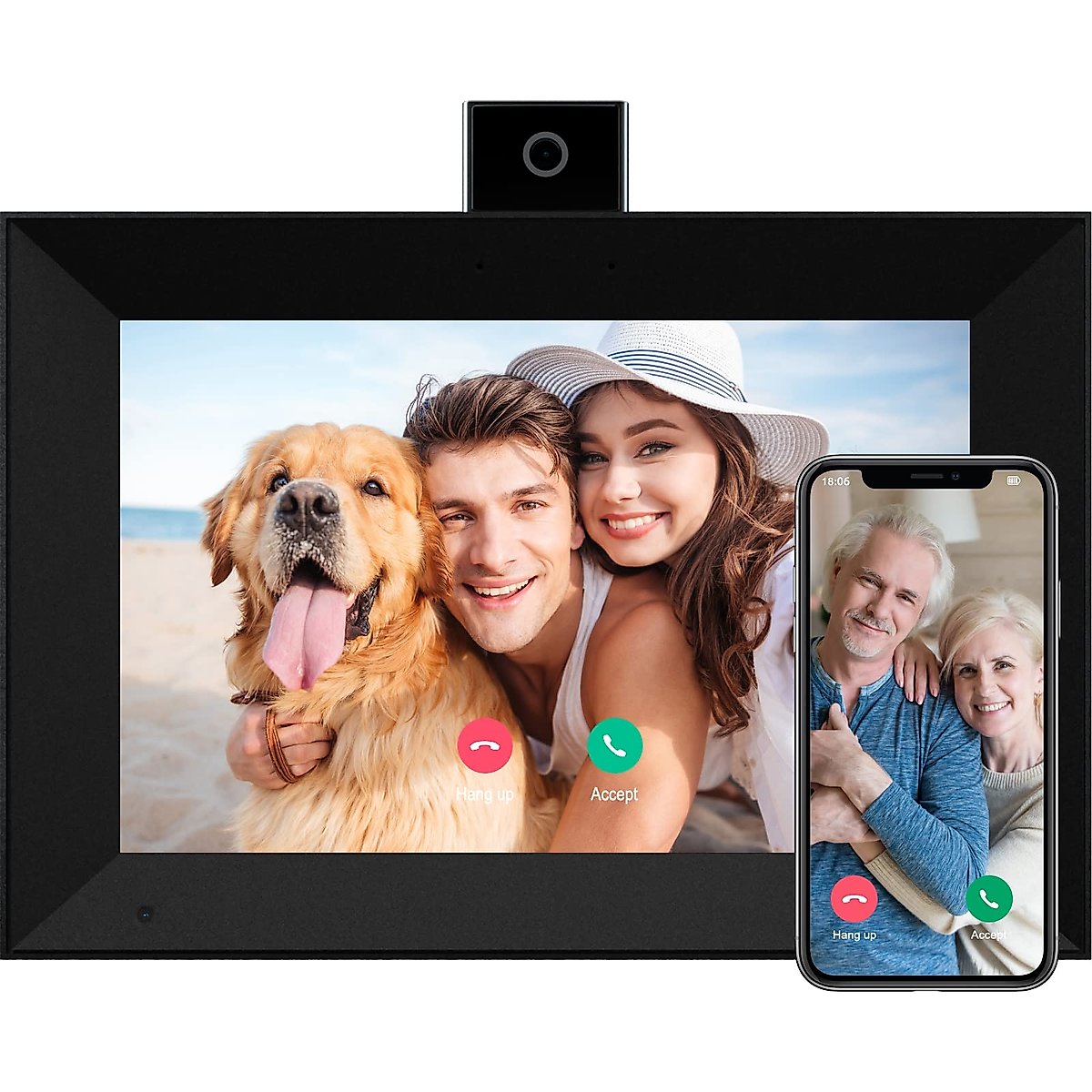 Digital Picture Frame 10.1 Inch Smart WiFi Digital Photo Frame IPS HD Touch Screen Video Call Photo Frame with 16GB Storage, Auto-Rotate, Easy Setup to Share Photos or Videos Remotely via AiMOR APP