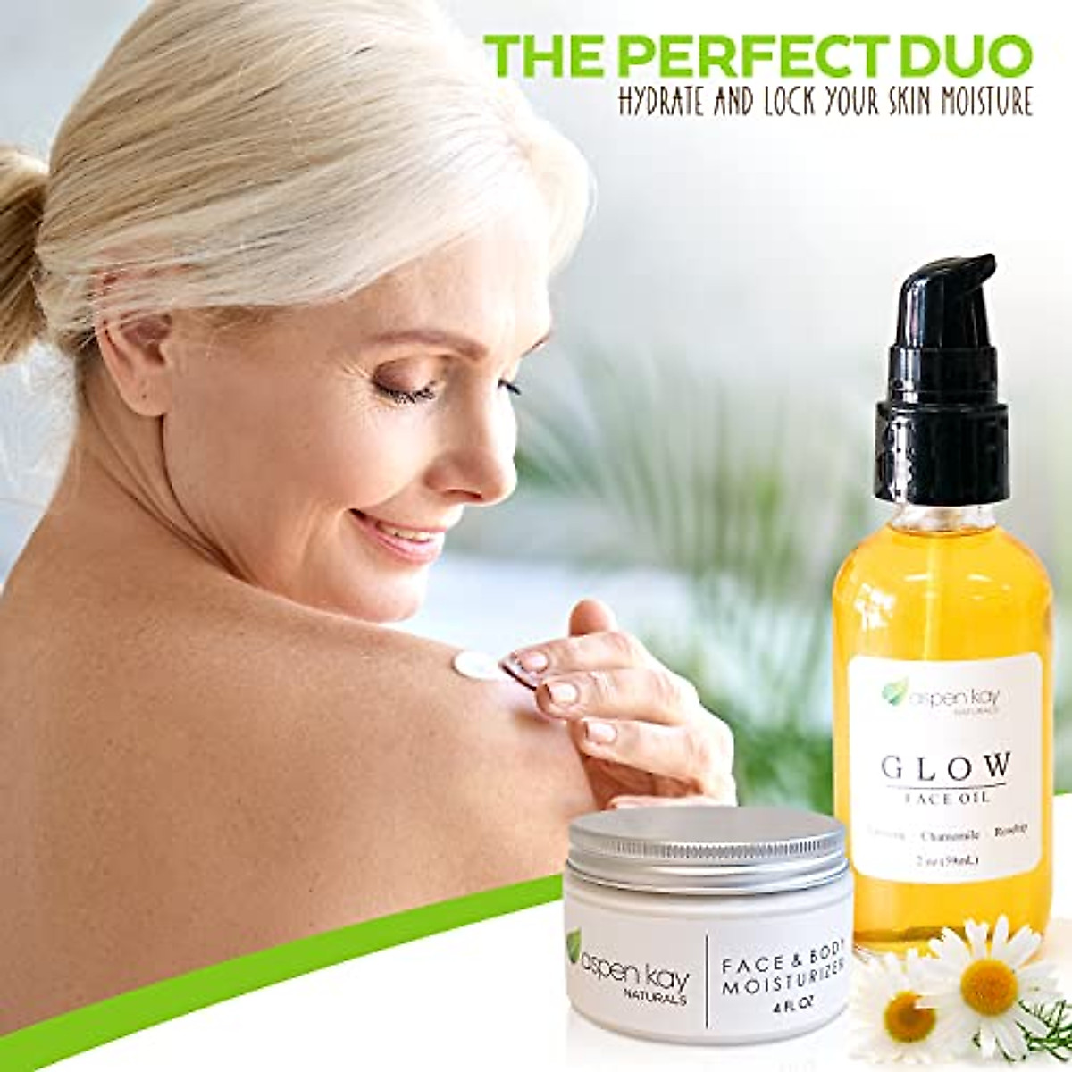 Glow - Turmeric & Rosehip Face Oil, Natural & Organic Face Moisturizer with Turmeric and Chamomile - Facial Serum - 2 oz