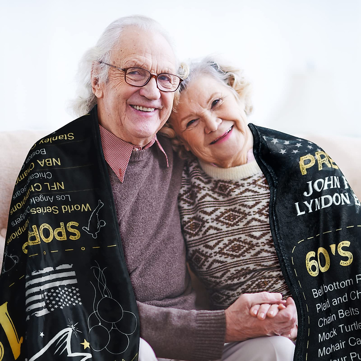 60th Anniversary Blanket Gifts Gift for 60th diamond Wedding Anniversary Sixty Years of Marriage Gifts for Couple Wife Husband Dad Mom Parents Grandpa Grandma Grandparents Back in 1964 Blanket 60x50