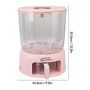 Dry Food Rice Storage Box, Rotating Grain Dispenser Rice Bucket, Large Capacity Food Dispenser Kitchen Food Organizer for Household Kitchen Home(Sakura Pink)