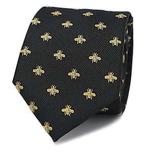 MENDEPOT Bee Necktie With Box Microfiber Jacquard Gold Bee Pattern tie