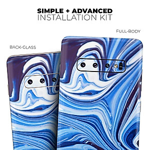 DesignSkinz Blue and White Blended Paint Protective Vinyl Decal Wrap Skin Cover Compatible with The Samsung Galaxy S20 (Screen Trim & Back Glass Skin)