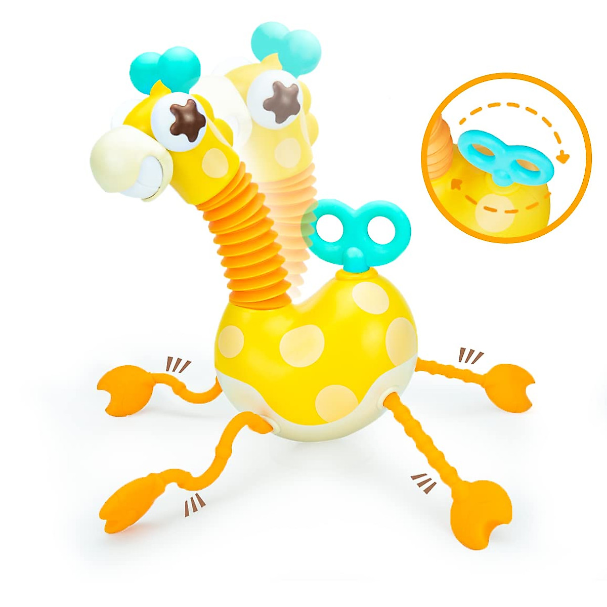 CCYYZZ Montessori Toy for 12-36 Months Toddlers, Baby Sensory Toy for 1 Year Old Babies, Giraffe Pop Tubes, Food Grade Silicone Pull Strings Activity Toys, Gifts for Boys and Girls