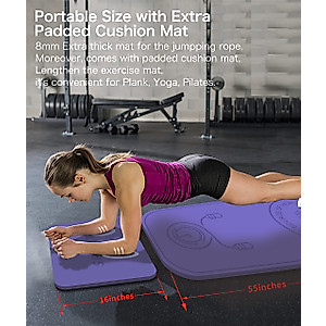 LERYG Jump Rope Mat Shockproof Exercise Skipping Mat All-Purpose Extra Thick High Density Anti-Tear Exercise Yoga Mat, Non Slip Jump Rope Mat for Indoor and Outdoor in Purple