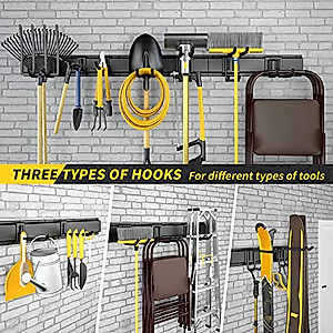 UUP Garage Tool Organizer Wall Mount 48 Inches Garden Tool Organizer Adjustable Shovel Holder Wall Mount Holds 440lbs, Alloy Steel Garage Wall Organizer for Rake Mop Shovel Snowboard