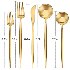Matte Gold Silverware Set, sharecook 20-Piece Stainless Steel Satin Finish Flatware Set Service for 4, Kitchen Utensil Set, Tableware Cutlery Set for Home and Restaurant