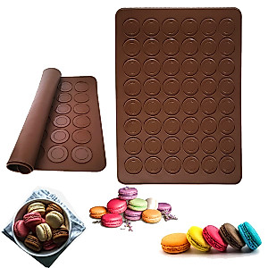 HYCSC 48 Capacity Silicone Baking Mats, Non-Stick Macaron Baking Mats, BPA free Macaron Baking Sheet, Macaron - Pack of 2