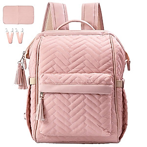 KZNI Diaper Bag Backpack, Travel Diaper Backpack, Diaper Bag with Stroller Hanger,Thermal Pockets,Diaper Bag Backpack (pink)