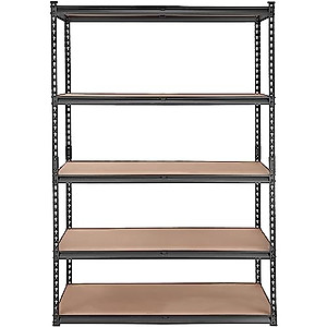 VEVOR Storage Shelving Unit, 5-Tier Adjustable, 2000 lbs Capacity, Heavy Duty Garage Shelves Metal Organizer Utility Rack, Black, 48" L x 24" W x 72" H for Kitchen Pantry Basement Bathroom Laundry