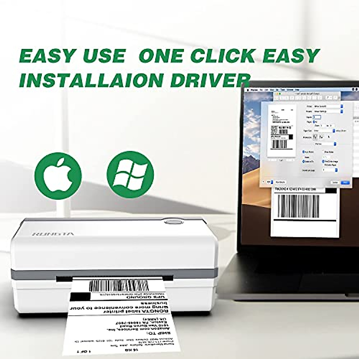 Rongta Label Printer,Thermal Shipping Label Printer,4x6 Shipping Label Printer for Small Business, Supports Amazon,UPS, FedEx,UPS, Etsy,Shopify Etc,Compatible with Windows & Mac OS(RP420)