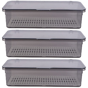 3pcs Plastic Cutlery Tray With Lid Utensil Storage Container Dinnerware Holder for Cutlery, Serving Spoons