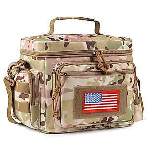 ATRIPACK Tactical Lunch Bag Medium Size (Camp-Brown) & Tactical Pencil Case for Men Women Teens Boys Girls (Brown)