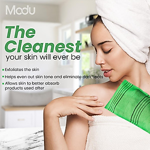 Modu 6 Pcs Korean Exfoliating Mitt Bath Washcloth 6.7 x 5.5 in - Asian Italy Towel (Small 6 Pcs Green)