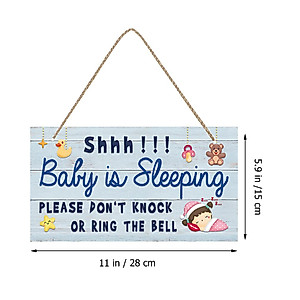 Baby Sleeping Sign Baby Sleeping Plaque Baby is Sleeping Sign Porch Sign Sleeping Baby Door Sign Do Not Knock or Ring Doorbell Sign No Disturb Sign Baby Room Hanging Sign
