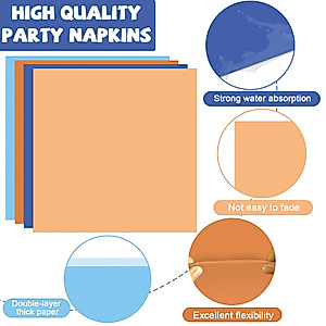 96Pcs Blue Dog Birthday Party Supplies Orange Blue Plates Napkins Forks Party Decor Blue Dog Tableware Dinnerware for Kids Boys Girls Birthday Baby Shower Dog Family Party Favors Serves 24 Guests