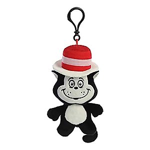 Aurora® Whimsical Dr. Seuss™ Cat in The Hat Keychain Stuffed Animal - Magical Storytelling - Literary Inspiration - Black 4 Inches