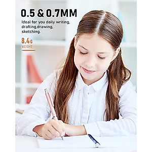 Nicpro 6 PCS Pastel Mechanical Pencil 0.5 & 0.7 mm for School, with 12 tubes HB Lead Refills, 3 Erasers, 9 Eraser Refills For Student Writing,Drawing,Sketching, Blue & Pink & Violet Colors - With Case