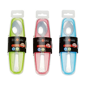 Innobaby Din Din Smart Stainless Steel Spoon and Fork with Carrying Case. Utensil Set for Kids and Toddlers. BPA Free. Pink. (DS-SSF02)