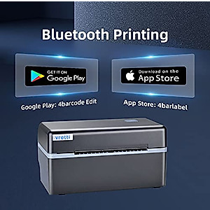 vretti Bluetooth Thermal Label Printer, Wireless 4x6 Shipping Label Printer, 152mm/s Destop Barcode Label Printer for Shipping Packages, Small Business, Amazon,Windows, Mac