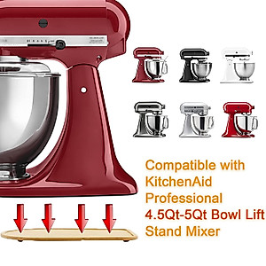 Bamboo Mixer Slider Mat for Kitchen Aid Stand Mixer 4.5-5 Qt, Countertop Mixers Accessories and Attachments, Mixer Mover Sliding Tray Pad for Kitchen Appliances