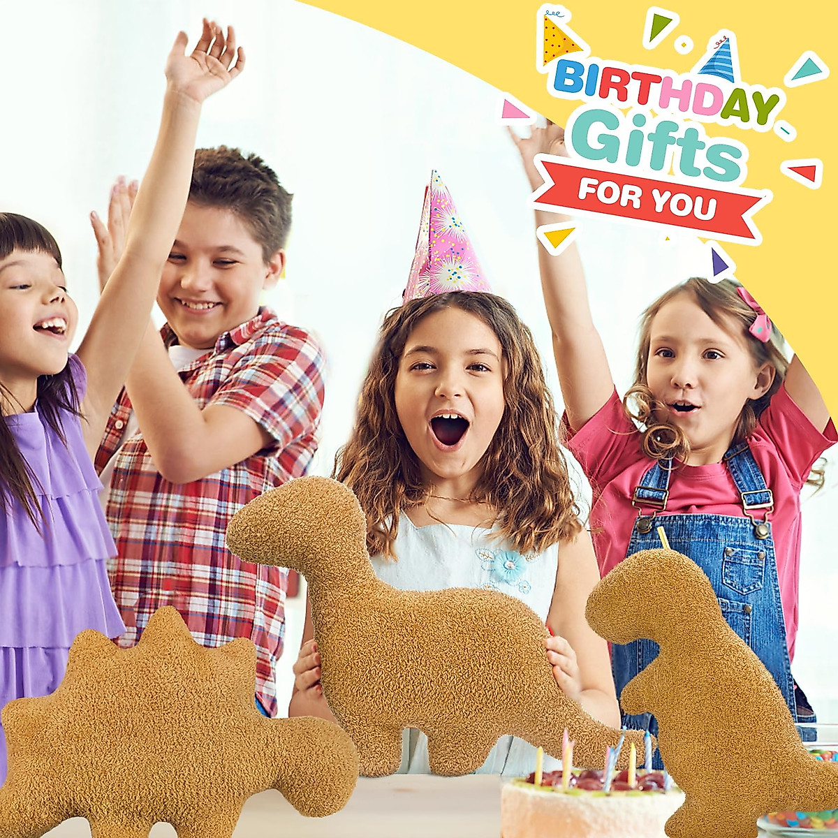 Dino Nugget Pillow for Birthday Gifts, Dinosaur Chicken Nuggets Plush Funny Gifts for Boys Girls, Plush Nuggets Dinosaur Stuffed Animal, Dino Pillow Cute Dinosaur Gifts for Kids (Small, Tyran Rex)