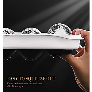 ICEXXP Whiskey Ice Ball Maker, [Fill without Funnel & Easy Release] 2.2'' Round Large Ice Cube Trays with Cover, Reusable Sphere Silicone Ice Tray with Lids for Bourbon, Brandy, Gift for Whisky Lover