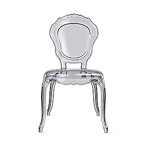 2xhome - Belle Style Ghost Side Chair Dining Room Chair - Smoke Accent Seat - Lounge No Arm Arms Armless Less Chairs Seats Higher Fine Modern Designer Artistic Classic Mold