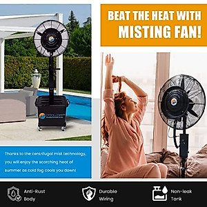 Cool-Off™ 10 Gallon water tank Tropic Breeze Portable Misting Fan with 90 Degree Oscillation (Midnight Black)