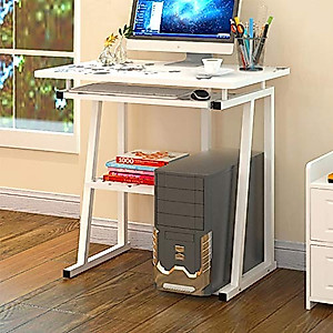 Standing Desk Stand Up Desk with Mutil-Layer Large and Comfortable Table top Desktop Computer Desk Laptop Study Table Office Desk with Pullout Keyboard Tray (White)