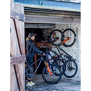 Hornit CLUG Bike Clip Storage Rack & Mount System - World’s Smallest Bike Rack for Indoor/Outdoor Bike Storage - Won't Damage Rims, Tires - MTB Fits Tires 1.75" - 2.25" / 44-57mm - White/Orange