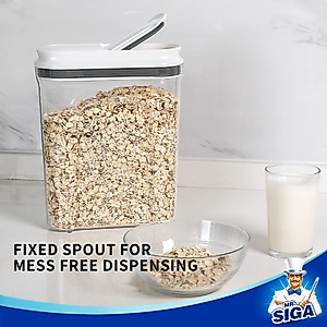MR.SIGA 2 Pack Airtight Cereal Dispenser Set, Cereal Containers Storage Dispenser, BPA Free, 1.6 L / 1.69 qt, Large, White