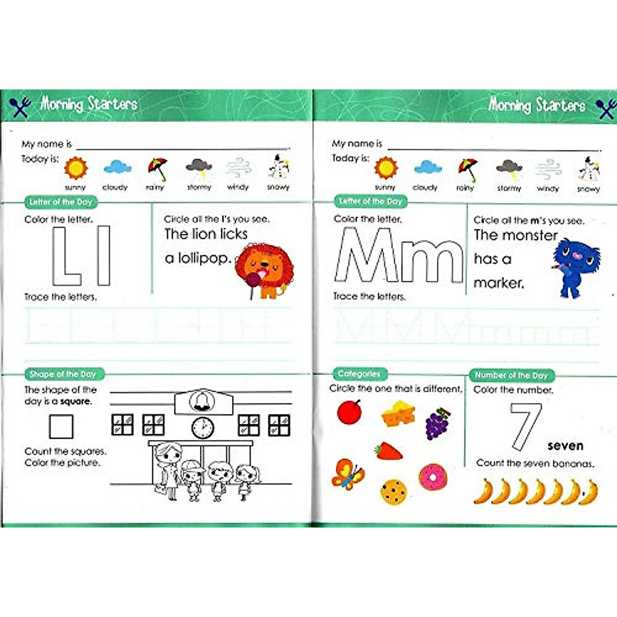 PRE-K & Kindergarten - Morning Starters Educational Workbooks - Set of 2 Books - v10